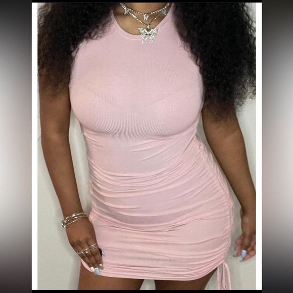 Dresses | Pink Ruched Bodycon Dress | Poshmark